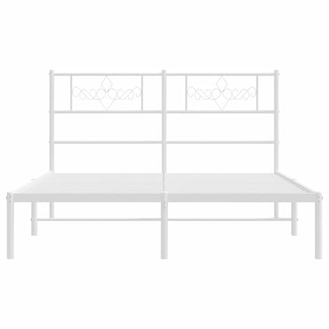 vidaXL Bettgestell mit Kopfteil Metall Weiß 150x200 cm | METRO