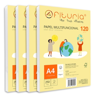 Paquete de folios A4 de 120gr con 1000 Hojas Blancas para Uso Escolar y ...