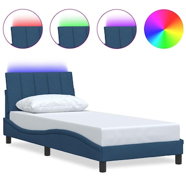vidaXL Bettgestell ohne Matratze "Hanko" Blau 90x200 cm Stoff | METRO
