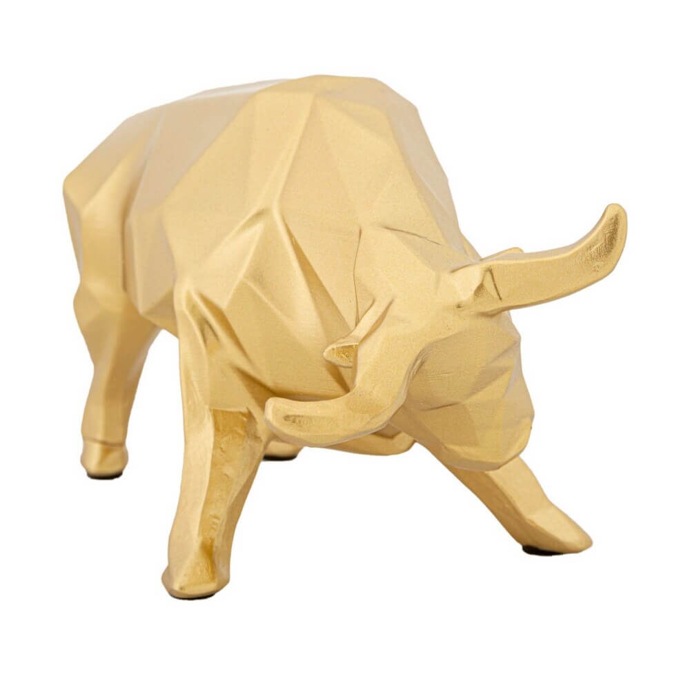 Scultura decorativa toro dorato cm 19,5X9,9X10,6 - TORILO | METRO
