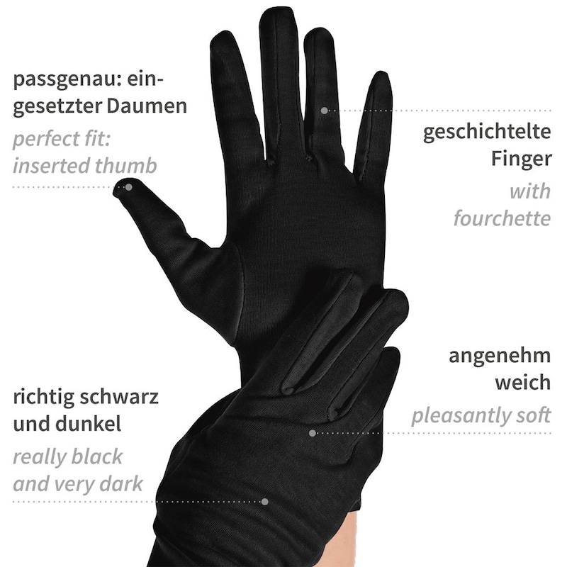 Baumwollhandschuhe "Nero" Größe M/8 Schwarz Länge 24 cm 25x12 Paar | METRO