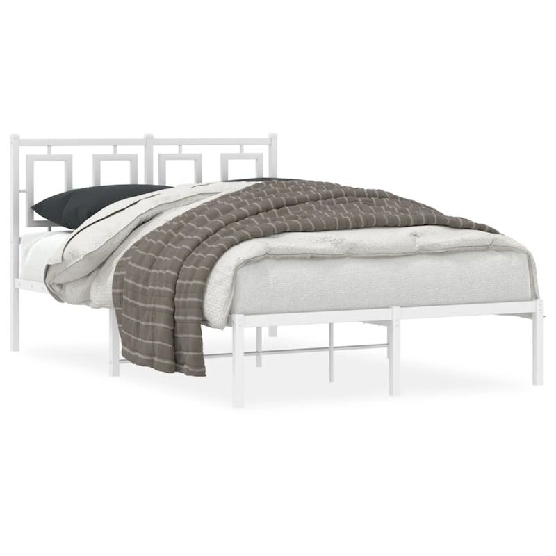 vidaXL Bettgestell mit Kopfteil Metall Weiß 120x190 cm | METRO