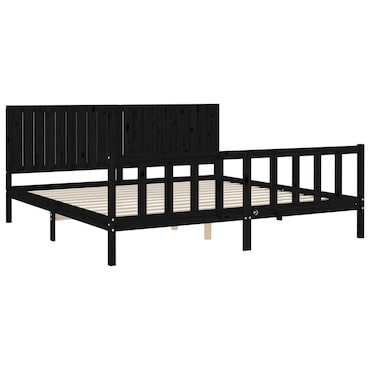 vidaXL Massivholzbett mit Kopfteil Schwarz 200x200 cm | METRO