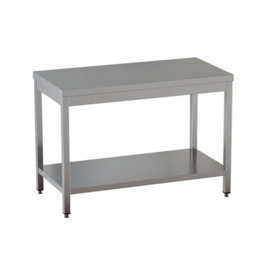 Tavolo in acciaio inox su gambe con ripiano L160xP70xH85 cm | METRO
