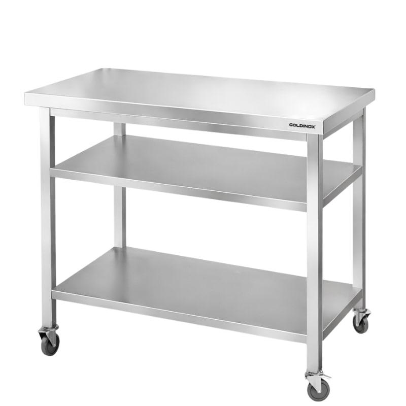 Mesa de trabajo de acero inoxidable Bar 1200x600 mm con 2 estantes ...