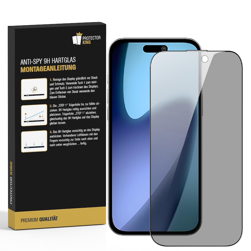 2x Blickschutz 9H Panzerglas für iPhone 17 Pro Max Full-Screen ...