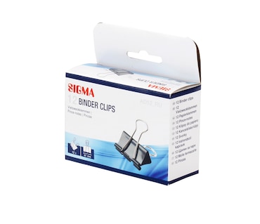 SIGMA Clips para carpetas, metal, 41 mm, negro, 12 unidades | Makro