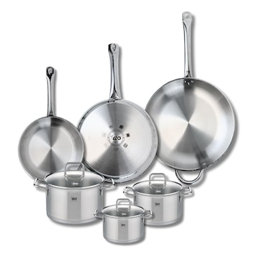 Ensemble de 3 Poêles de cuisson 24, 28 et 32 cm et 3 faitouts 14, 16 et ...