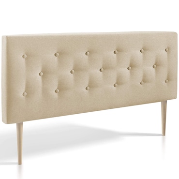 Testiera Oslo rivestita in tela 140x100 cm color beige, gambe di legno ...