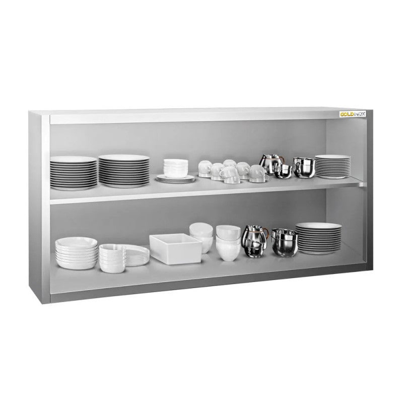 Wandhängeschrank aus Edelstahl 2000x400 mm - Höhe 800 mm offen PREMIUM ...