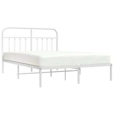 vidaXL Bettgestell mit Kopfteil Metall Weiß 140x200 cm | METRO