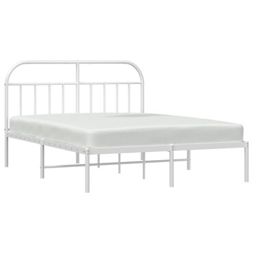 vidaXL Bettgestell mit Kopfteil Metall Weiß 140x200 cm | METRO