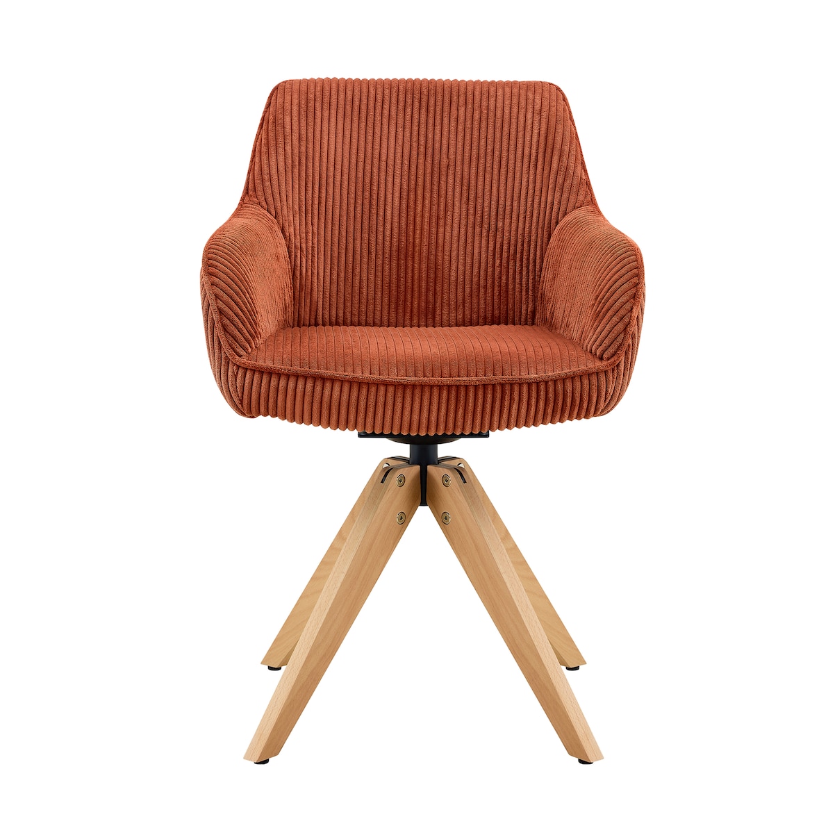 Polsterstuhl Samt Orangerot/Holz mit Armlehnen, 360° drehbar, 84x56x44 ...
