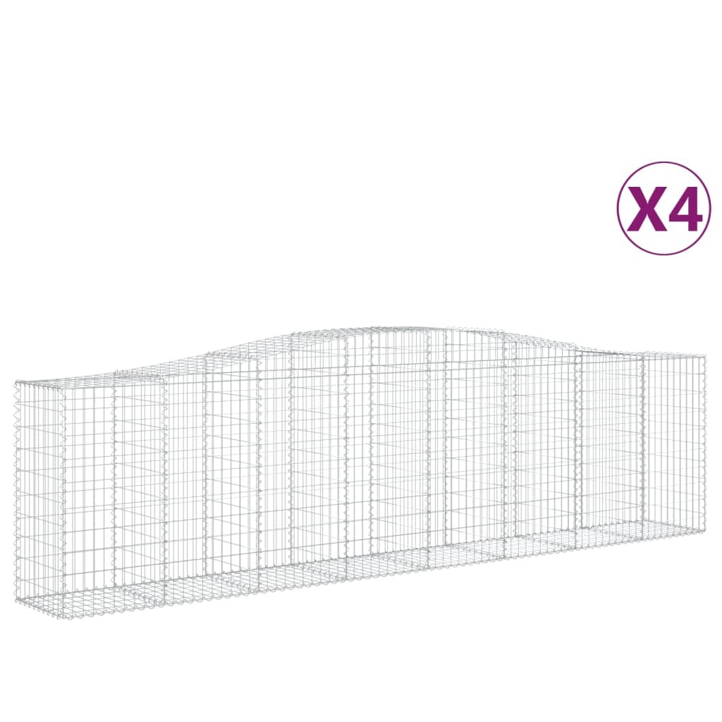 vidaXL Gabionen mit Hochbogen 4 Stk. 400x50x100/120cm Verzinktes Eisen ...