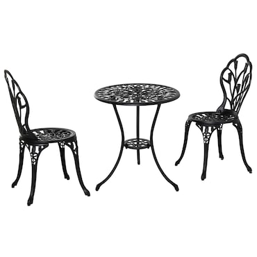 Klappbares Bistroset Aluminium Schwarz 60x60x67 cm, wetterfest, 3 ...