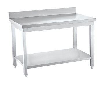 Mesa de trabalho em aço inoxidável 1500 com backsplash | Makro