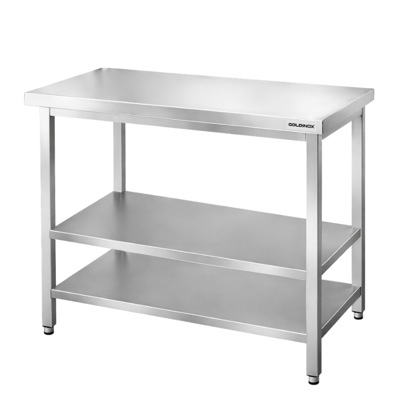 Mesa de trabajo de acero inoxidable Bar 1000x500 mm con 2 estantes ...