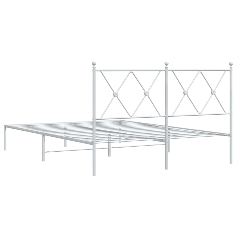 vidaXL Bettgestell mit Kopfteil Metall Weiß 135x190 cm | METRO
