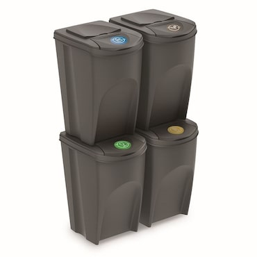 Prosperplast - Set van 4 Sortibox plastic recyclingbakken van 140 liter ...