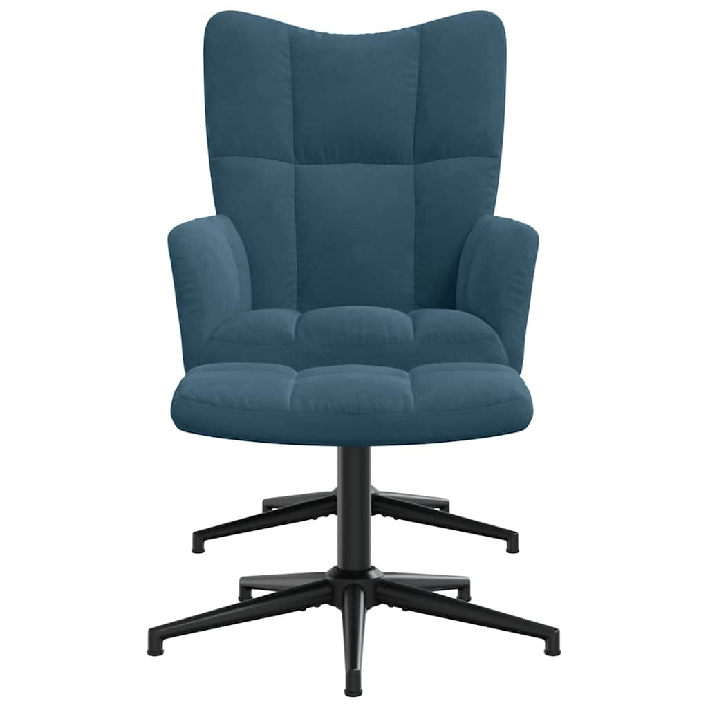 vidaXL Relaxsessel mit Hocker Blau Samt | METRO