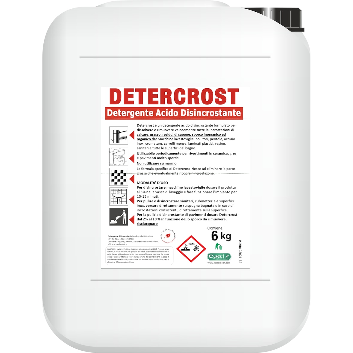 esseci clean detercrost kg6 detergente acido incolore e inodore | METRO