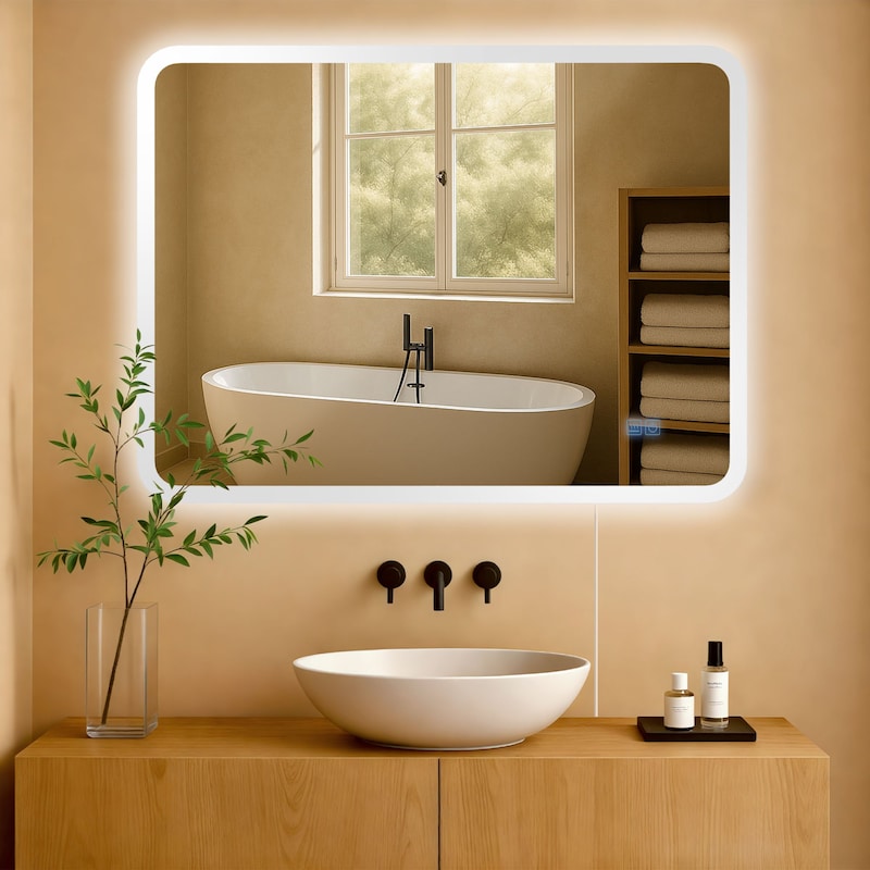 Badspiegel WIEN 60x80 ohne Bluetooth 80x3,5x60cm, Glas, Klarglas ...