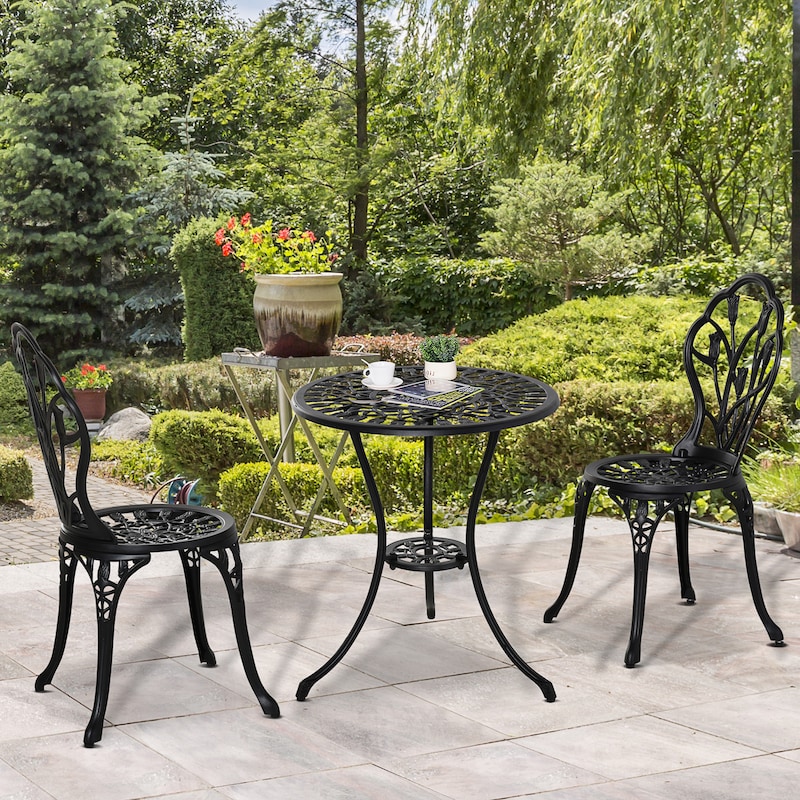 Klappbares Bistroset Aluminium Schwarz 60x60x67 cm, wetterfest, 3 ...