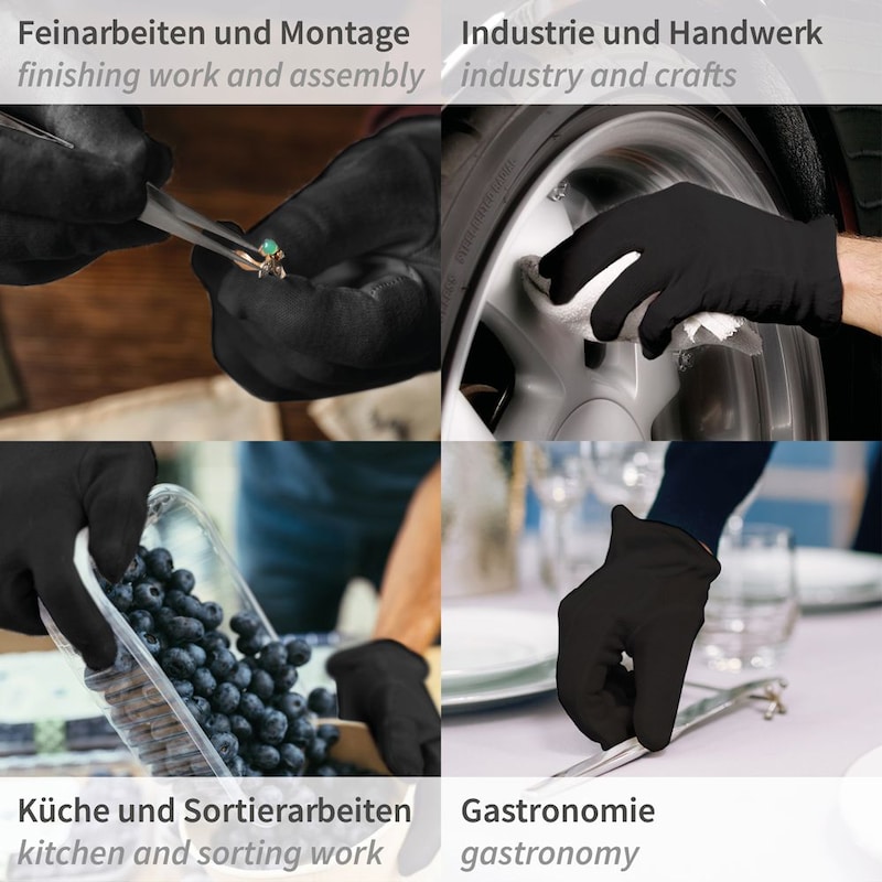 Baumwollhandschuhe "Nero" Größe XL/10 Schwarz Länge 28 cm 25x12 Paar ...