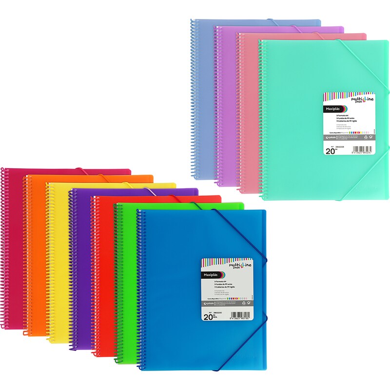 Ficheiro 40 capas com espiral A4 Maxiplás Multiline fucsia | Makro