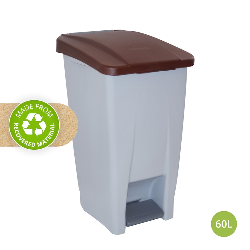 Contentor de resíduos com pedal Selectivo 60 litros. Cor Castanho. | Makro