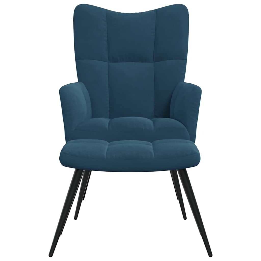 vidaXL Relaxsessel mit Hocker Blau Samt | METRO