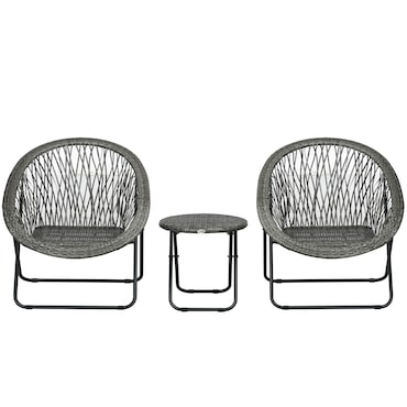 Klappbares Balkonmöbel-Set aus Kunstrattan Grau, 3-teilig, platzsparend ...