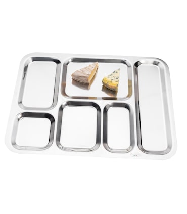 Plateau repas compartimenté / self 6 compartiments bord plat inox 18 % ...