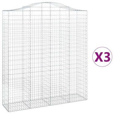 vidaXL Gabionen mit Hochbogen 3 Stk. 200x50x220/240cm Verzinktes Eisen ...