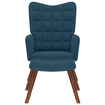 vidaXL Relaxsessel mit Hocker Blau Samt | METRO