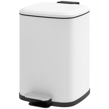 HOMCOM Bidone Immondizia da 12L in Metallo e PP 24.5x32x34.5 cm Bianco ...