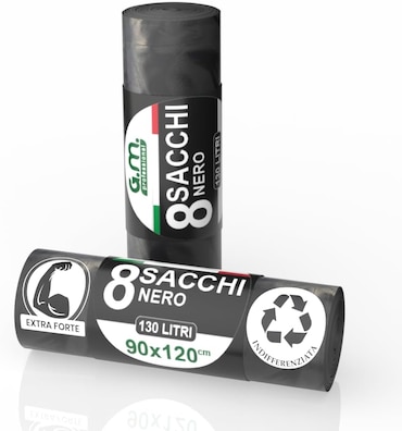 G.M. DISTRIBUZIONE - 8 Sacchi Neri Grandi Resistenti 90x120 cm Plastica ...