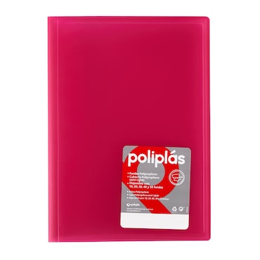 Carpeta 40 fundas soldadas A4 portada translúcida fucsia | Makro